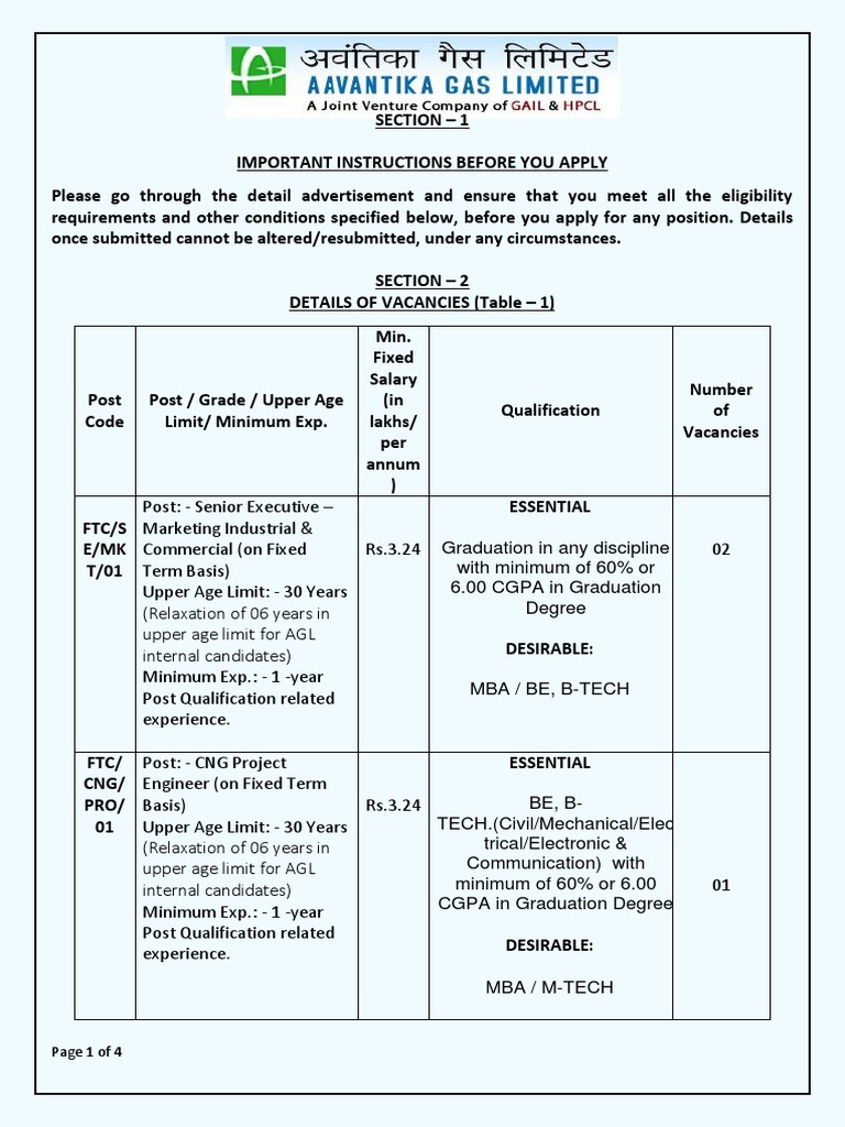 Job Description FTC Se MTKG Ic FTC CNG Project Engineer | PDF
