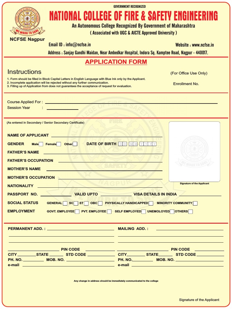 National Fire Safety Form | PDF