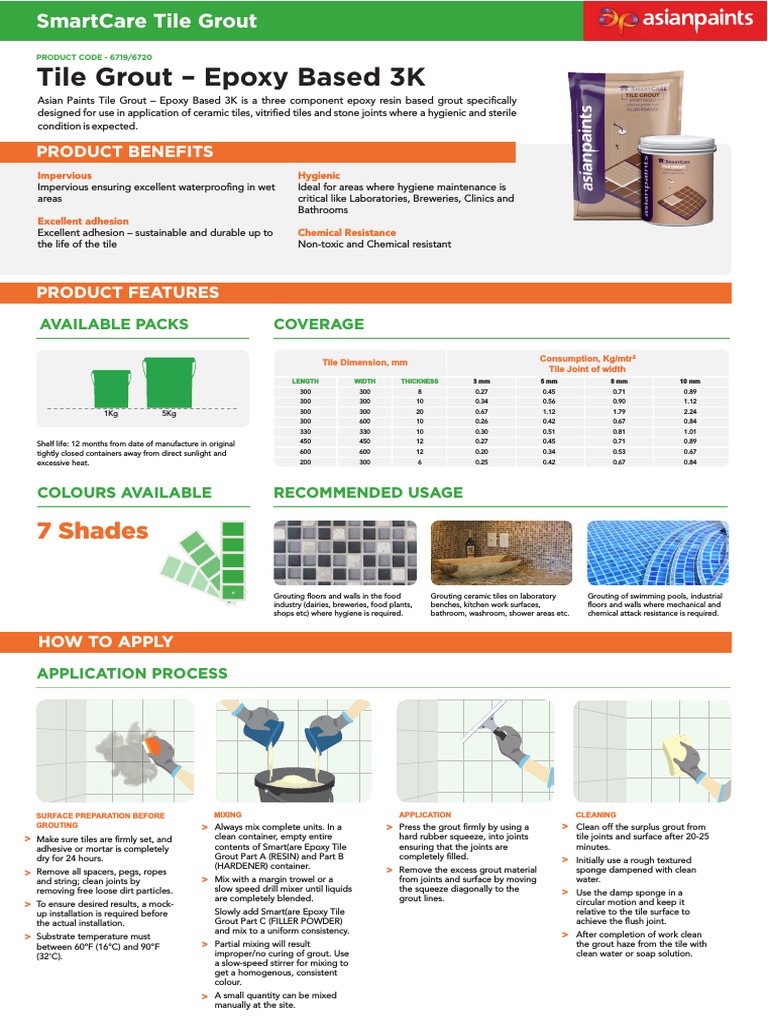Tilegrout Epoxy 3k | PDF | Tile | Epoxy