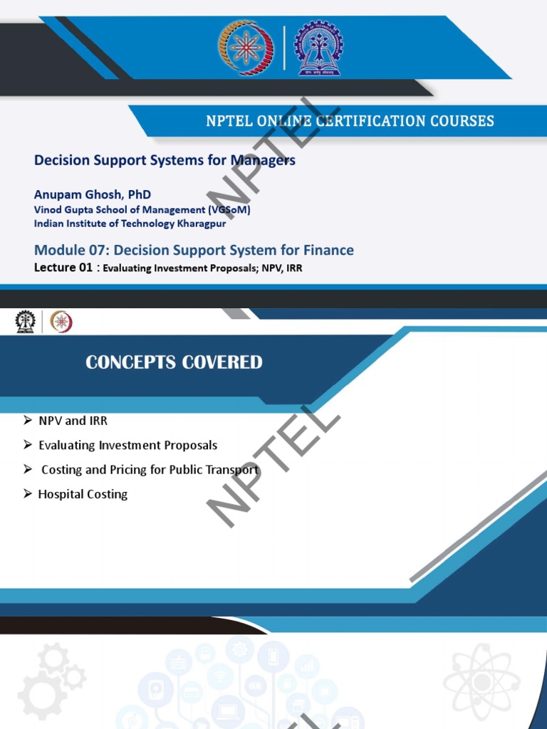 DSS - Module 7 - Lecture 1 - NPTEL Format | PDF | Net Present Value ...