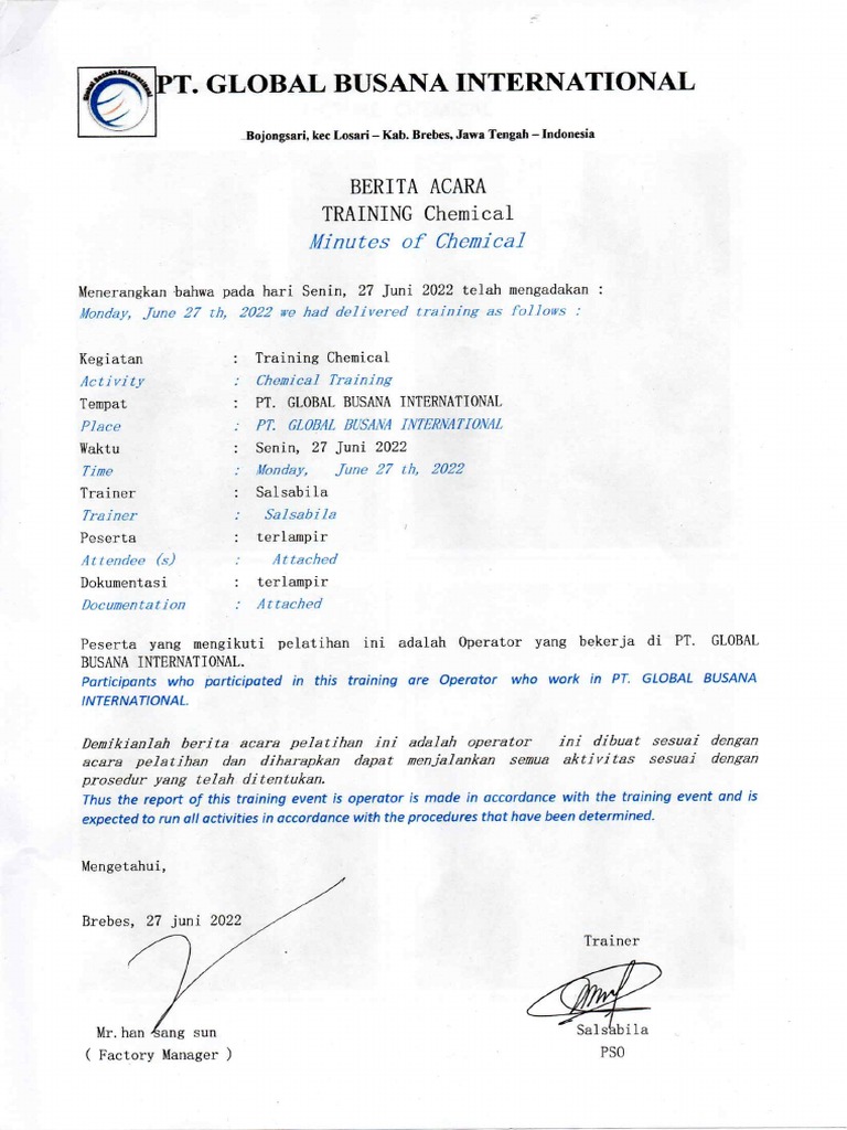 Chemical Training | PDF