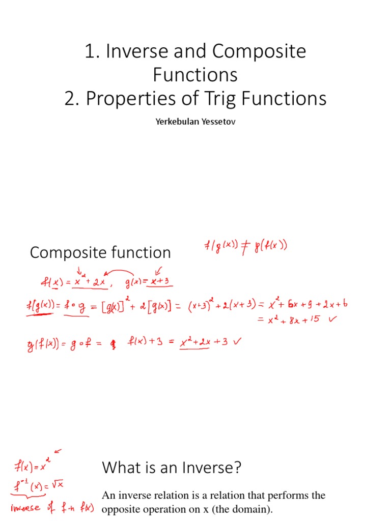 Inverse And Composite Pdf Trigonometric Functions Function