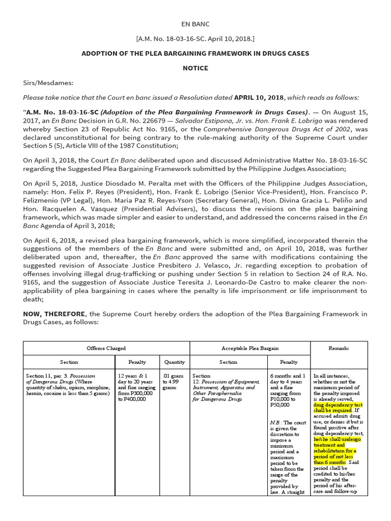 Plea Bargaining Framework In Drugs Cases Pdf