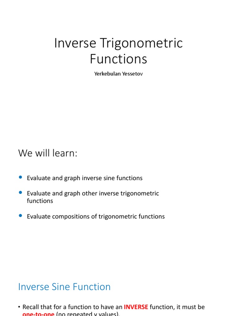 Inverse Trig Functions | PDF | Trigonometric Functions | Function (Mathematics)