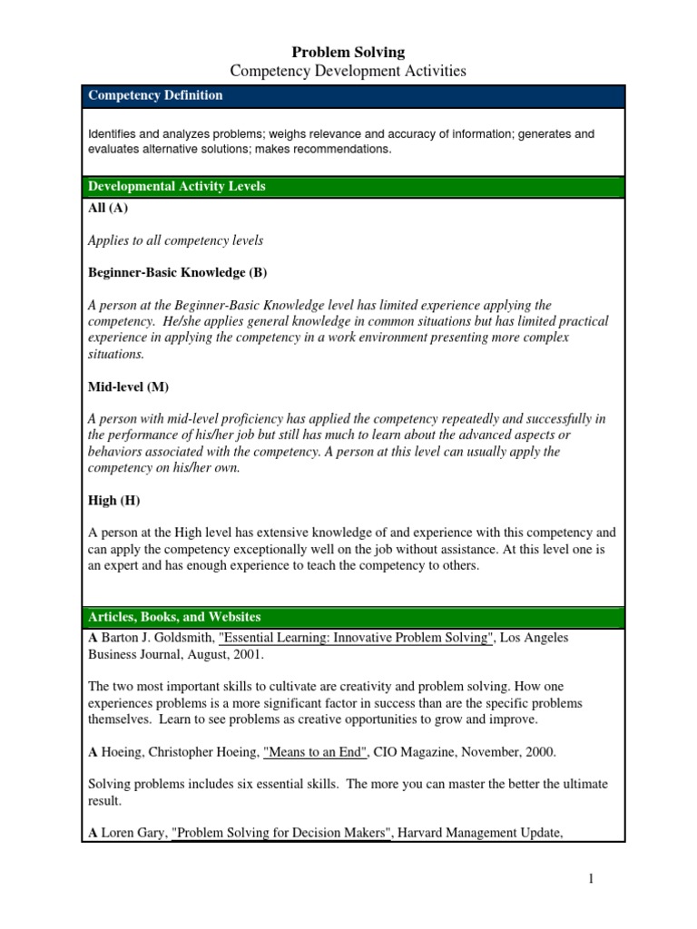 Problem Solving Activities | PDF | Decision Making | Knowledge