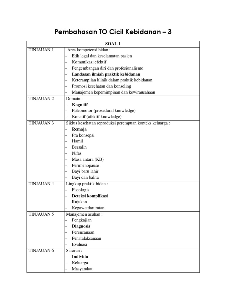 Pembahasan To Cicil Kebidanan 3 | PDF