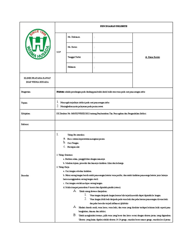 Panduan Pencegahan Phlebitis Infus | PDF