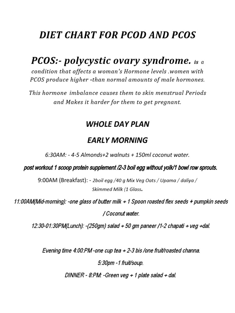 PCOD/PCOS Diet Chart Guide | PDF