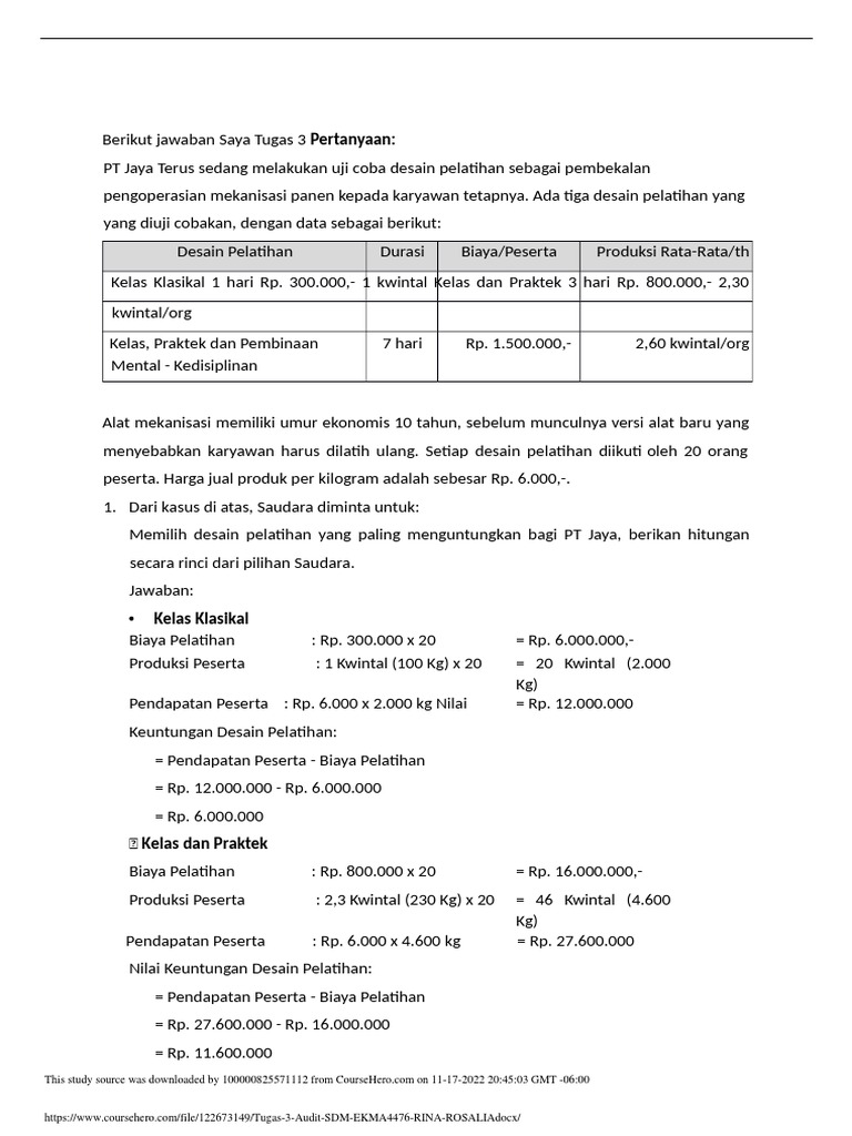 Tugas 3 Audit SDM EKMA4476 RINA ROSALIA | PDF | Teknologi & Rekayasa