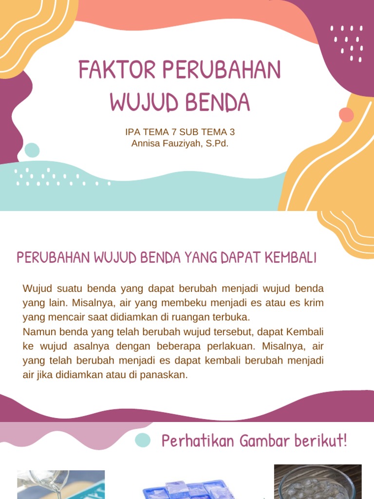 Faktor Pengubah Wujud Benda | PDF | Ilmu Sosial | Memasak, Makanan ...