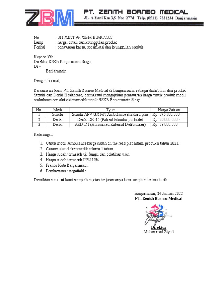 Proposal for Supplying Ambulance and Medical Equipment to RSKB ...