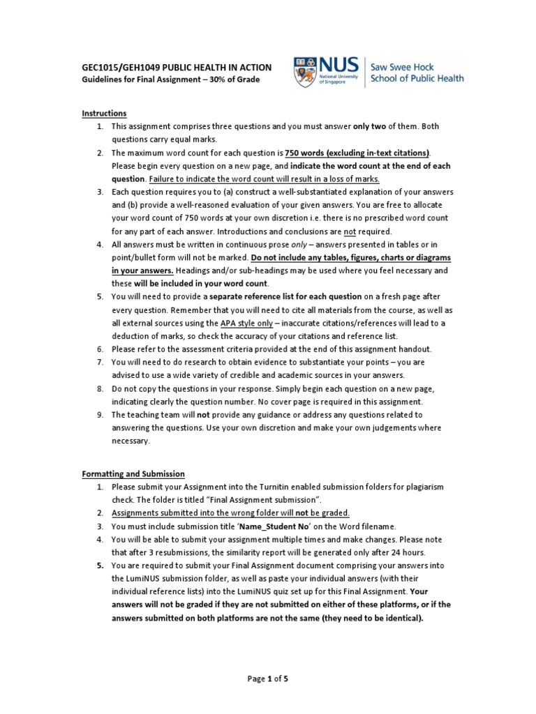 GEC1015 Final Assignment Guidelines | PDF | Critical Thinking | Thought