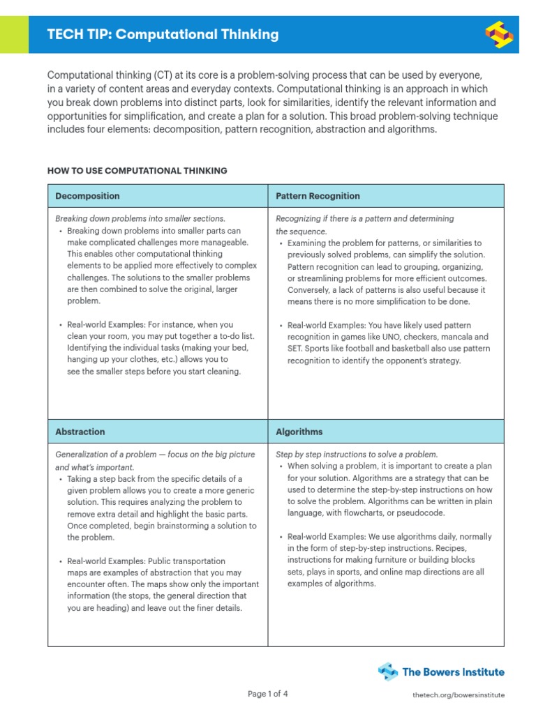 An In-Depth Look at Computational Thinking: Breaking Down Problems into ... An In-Depth Look at Computational Thinking: Breaking Down Problems into ...