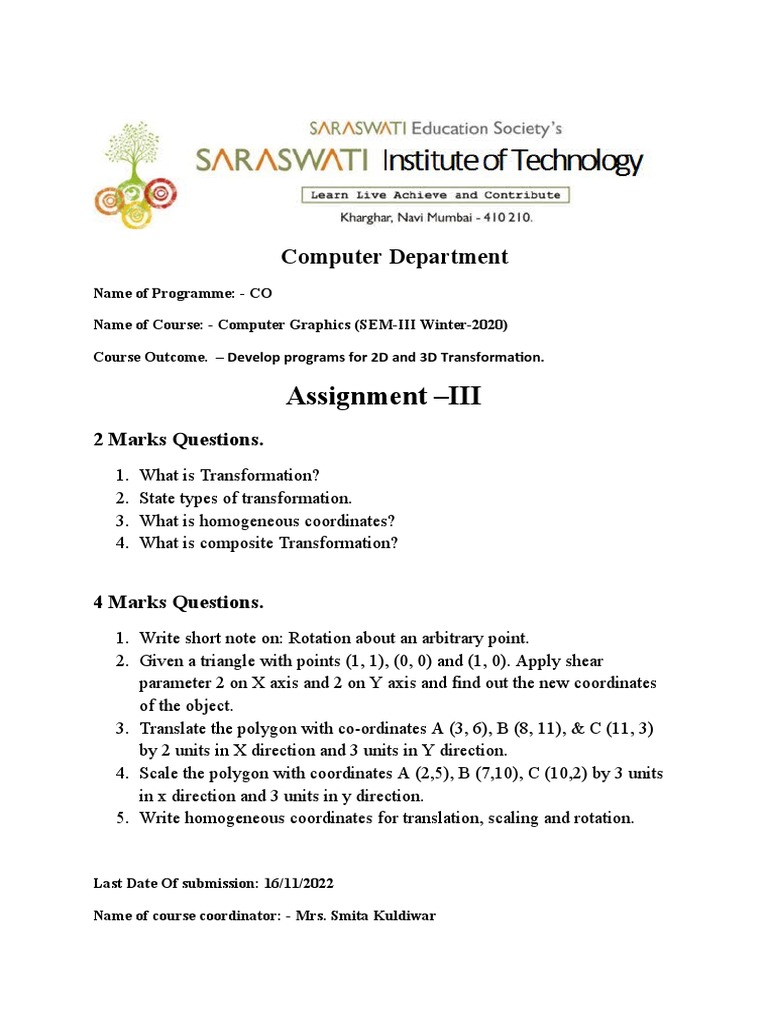 CGR Assignment 3 | PDF | Teaching Methods & Materials