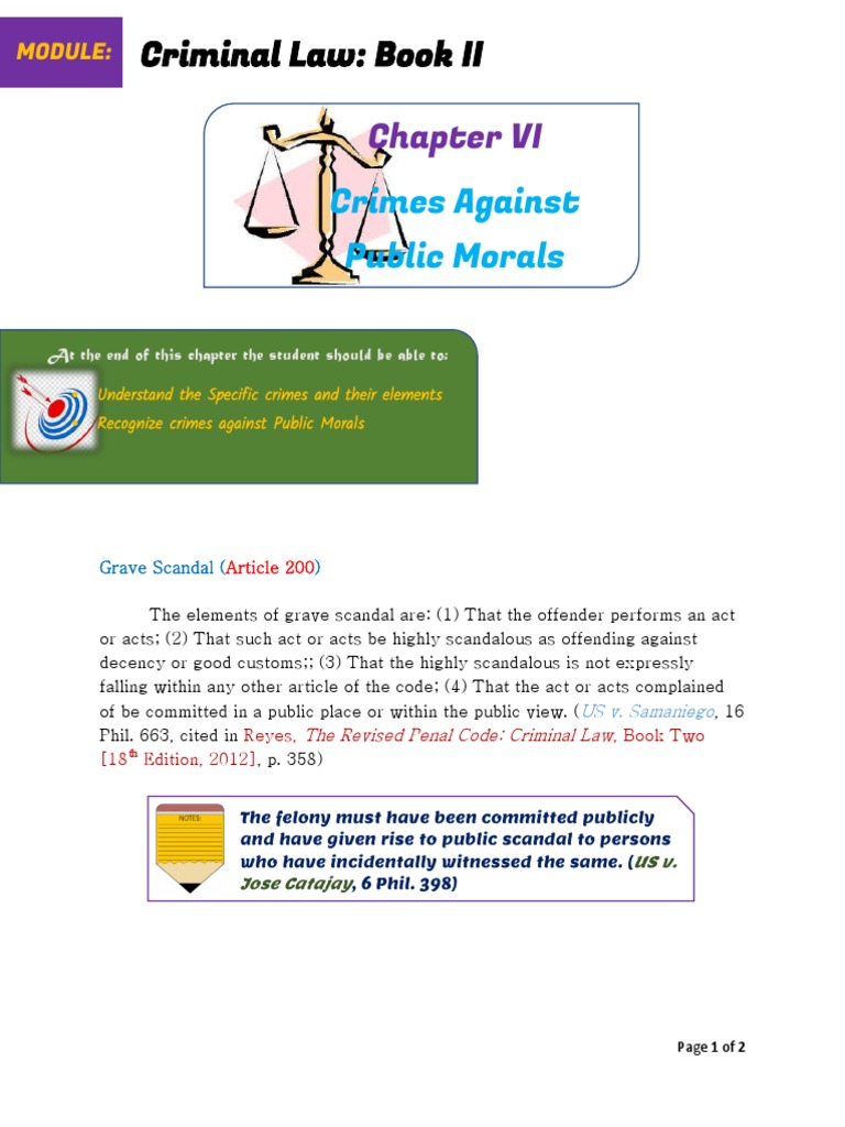 CHAPTER 6 - Crimes Against Public Morals | PDF | Obscenity | Crimes