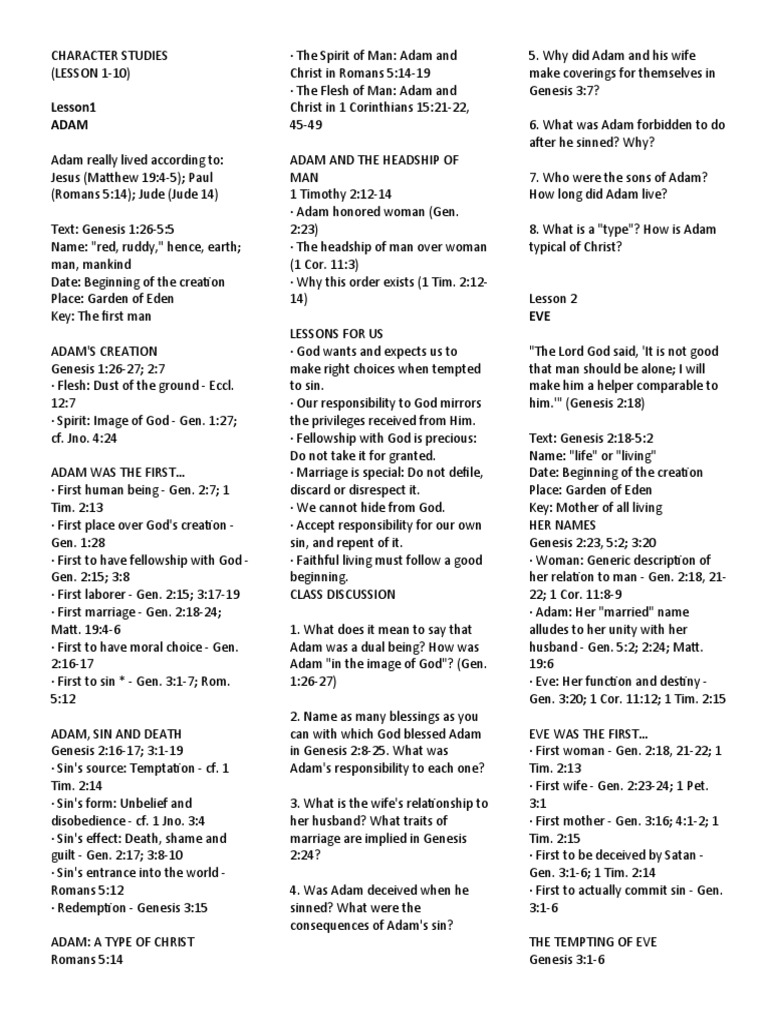 Character Studies 1 10 Pdf Leah Jacob