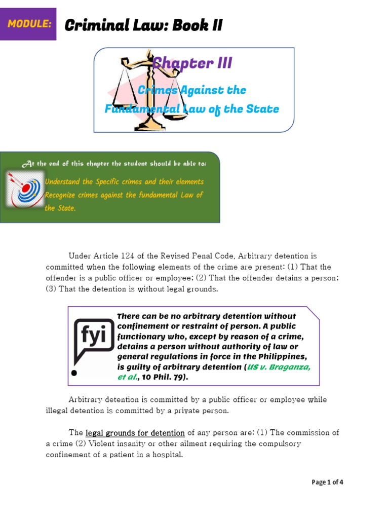 Crimes Against Fundamental Law | PDF | Detention (Imprisonment) | Crimes