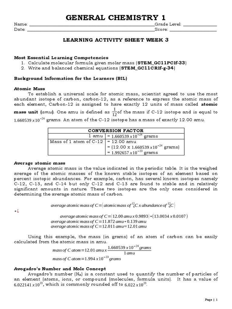 General Chemistry Module 3 | PDF | Mole (Unit) | Chemical Compounds
