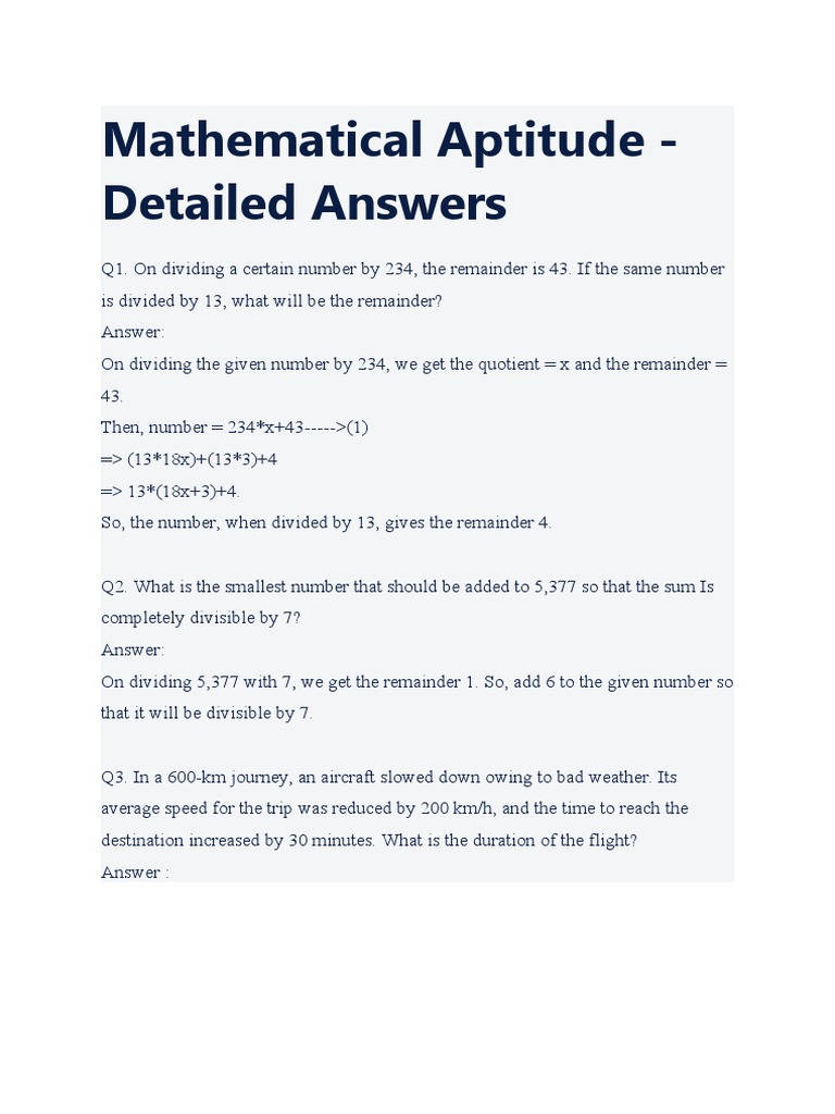 Mathematical Apptitude Test | PDF