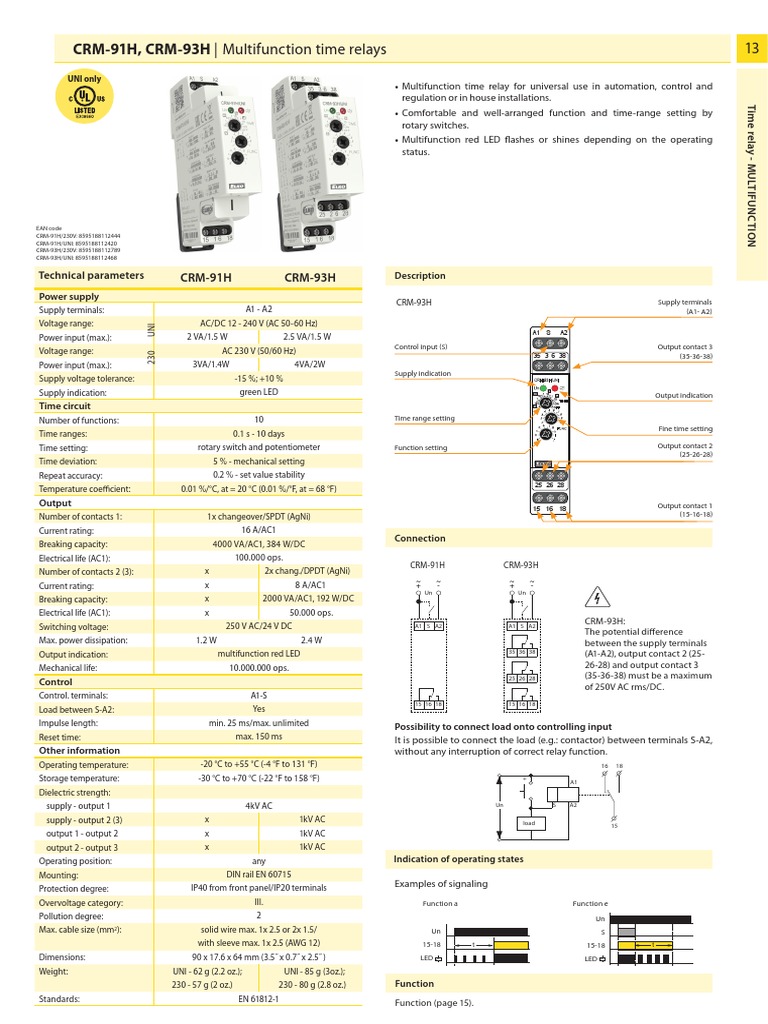 Datasheet - CRM 91H, CRM 93H | PDF | Relay | Switch