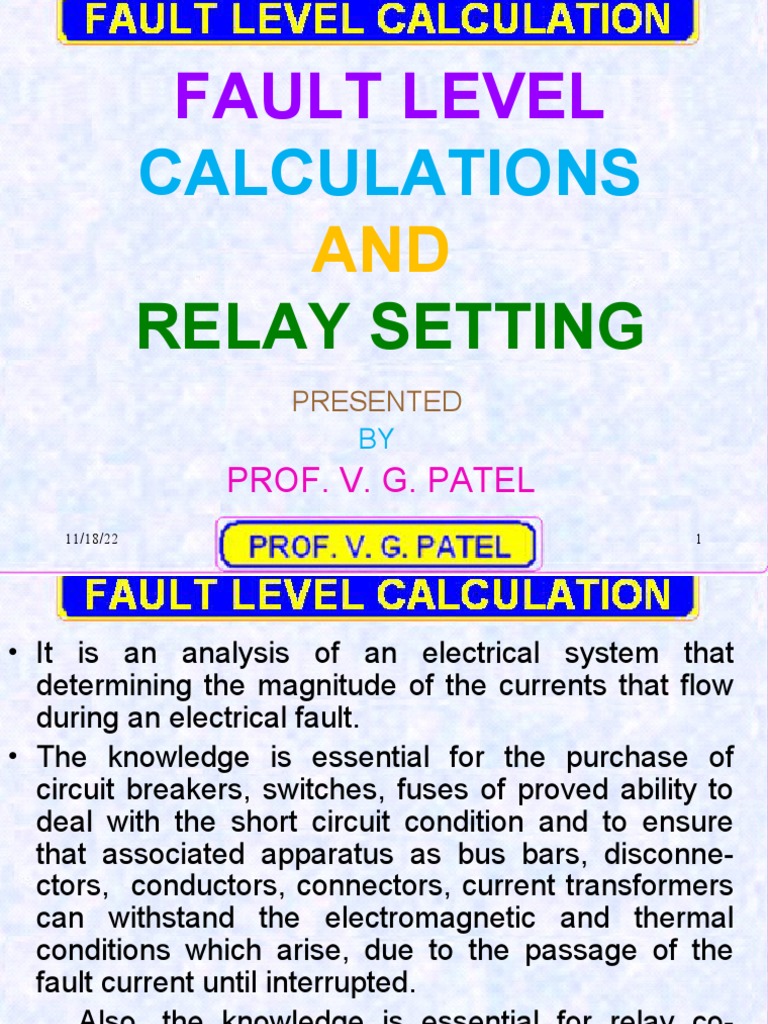 125 Fault Level Calculations And Relay Setting 74l Pdf Relay Electrical Impedance