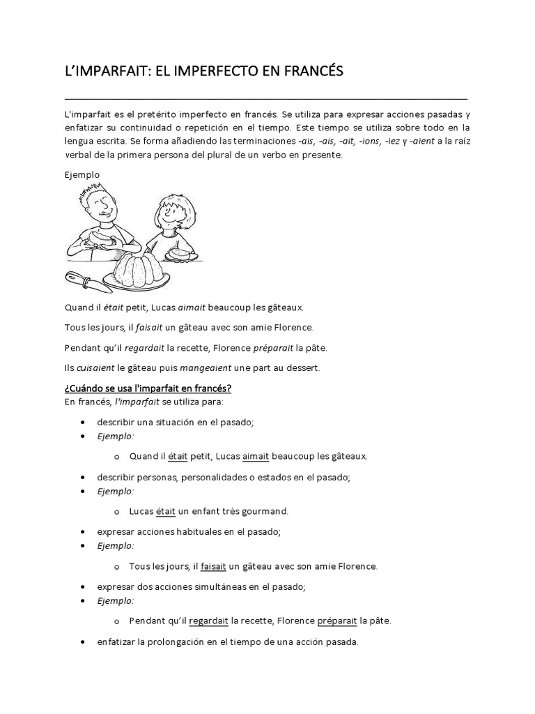 El Imperfecto en Francés: Uso y Conjugación | PDF | Verbo | Mecánica ...