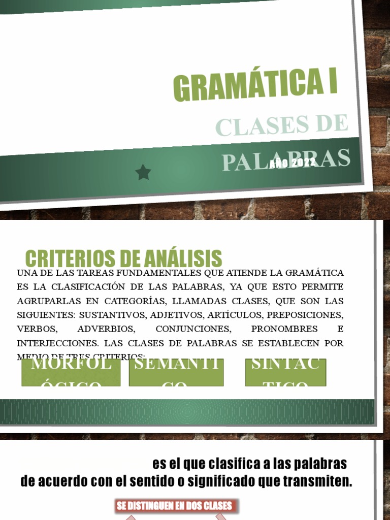 Clases de Palabras y Criterios | PDF | Palabra | Adjetivo