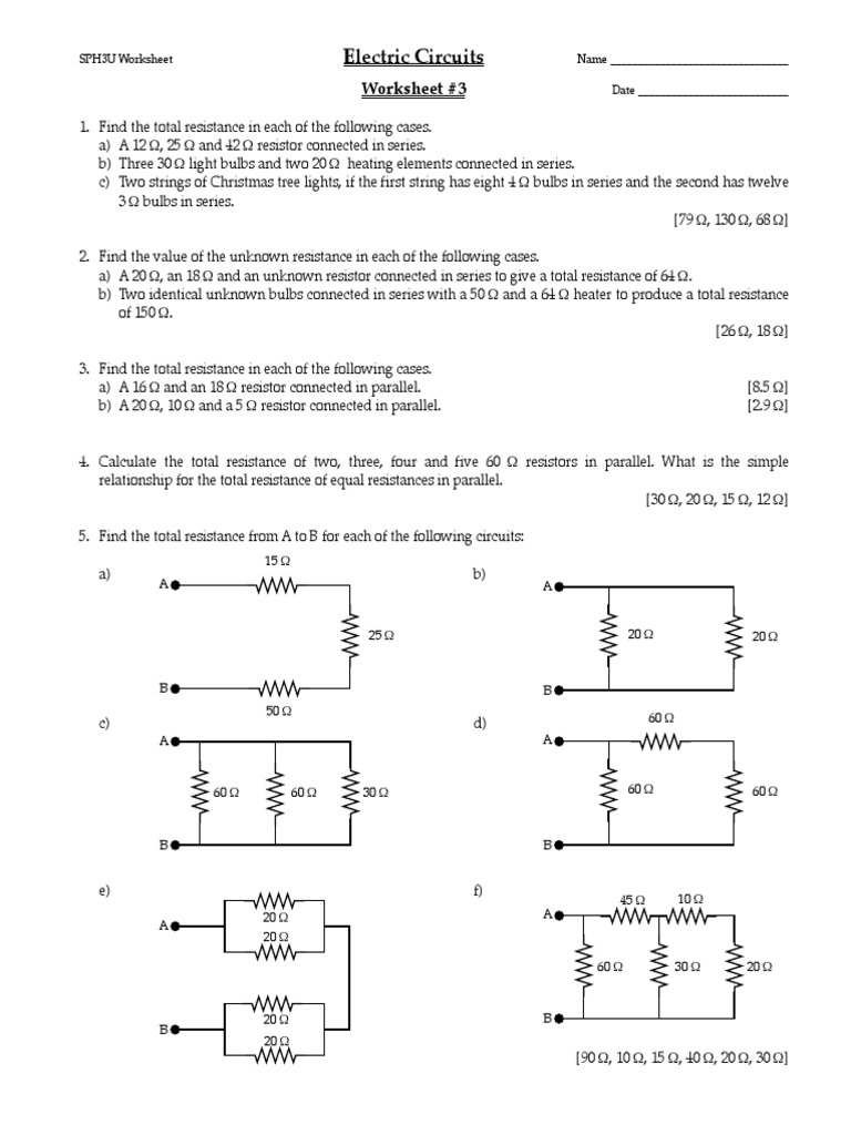 Electricity Circuits WS3 | PDF