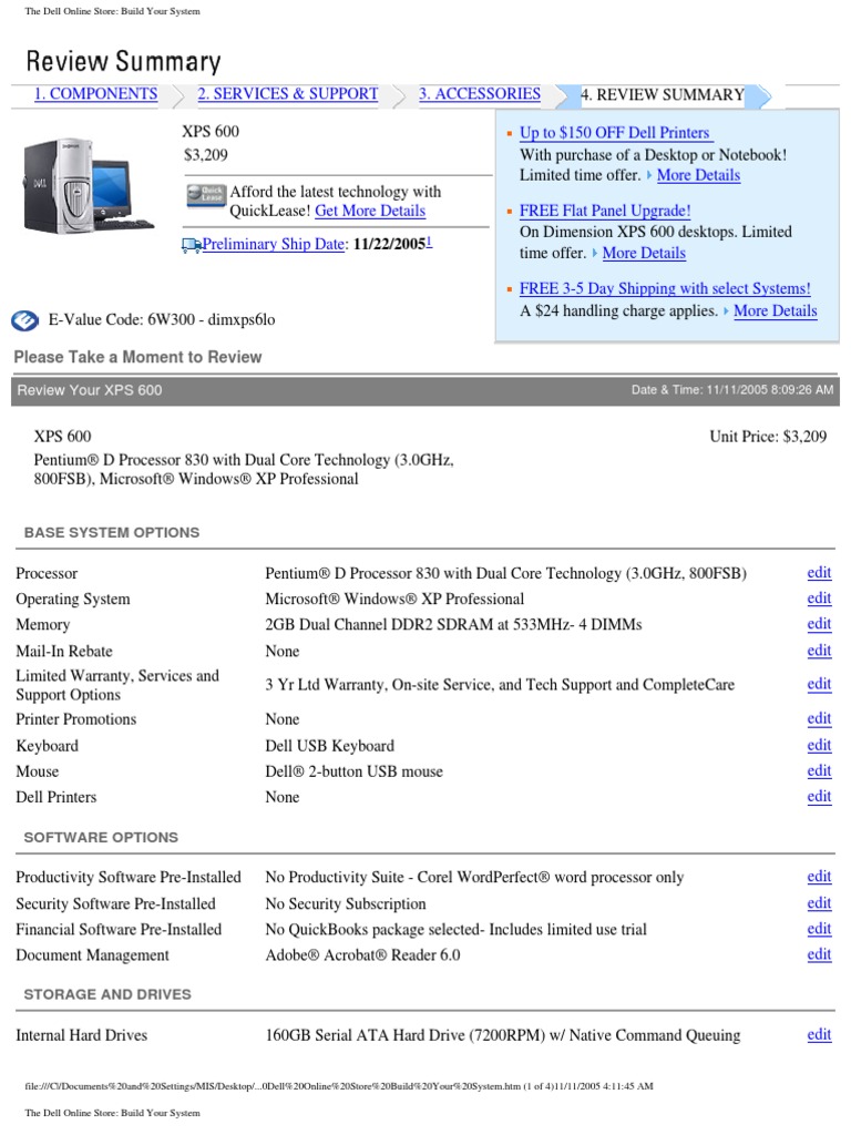 Dell PC Specs | PDF | Dell | Windows Xp