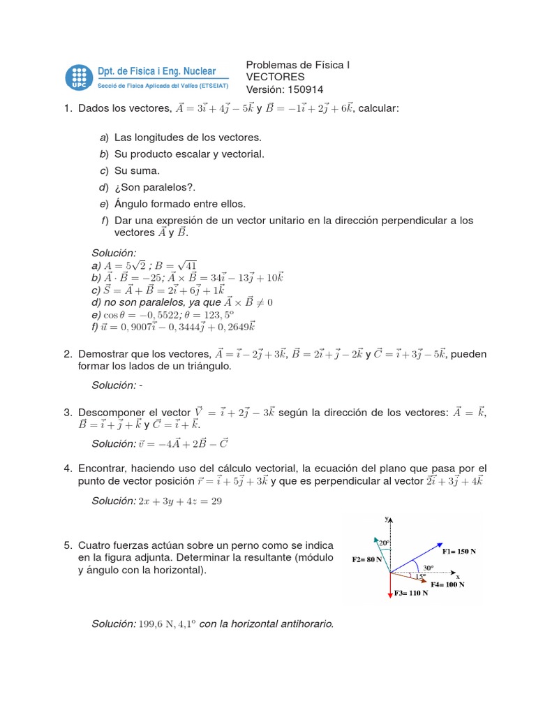 Enunciados Vectors-150914 | PDF | Vector Euclidiano | Triángulo