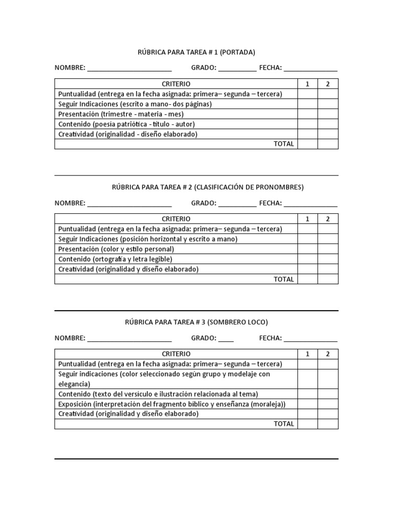 Rúbrica para Sombrero Loco | PDF | Escritura | Lingüística