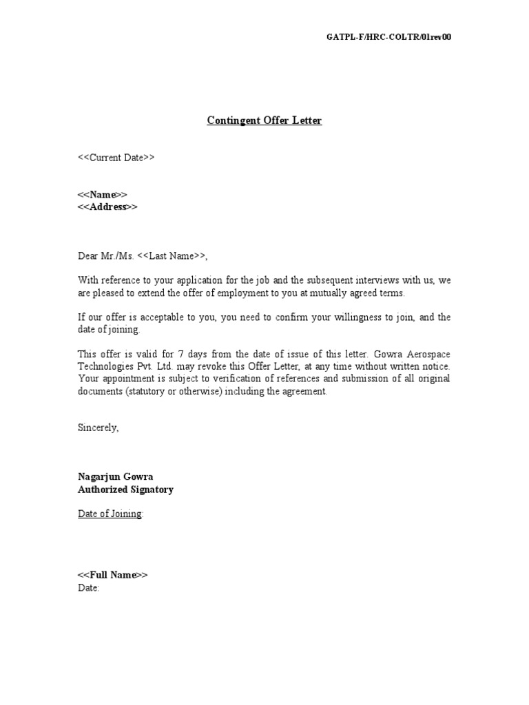 9-Contingency Offer Template | PDF