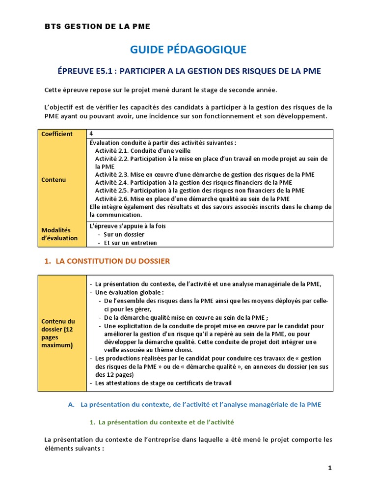 Bts Gpme Guide Pedago Epreuve E5 | PDF