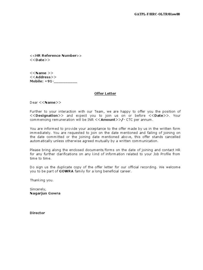 OfferLetter Template | PDF