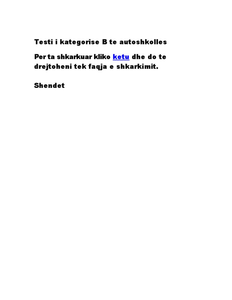 Testi I Kategorise B Te Autoshkolles | PDF