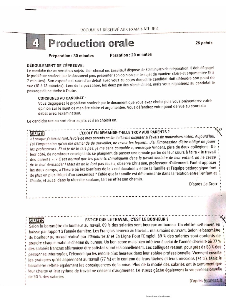 Production Orale B2 | PDF
