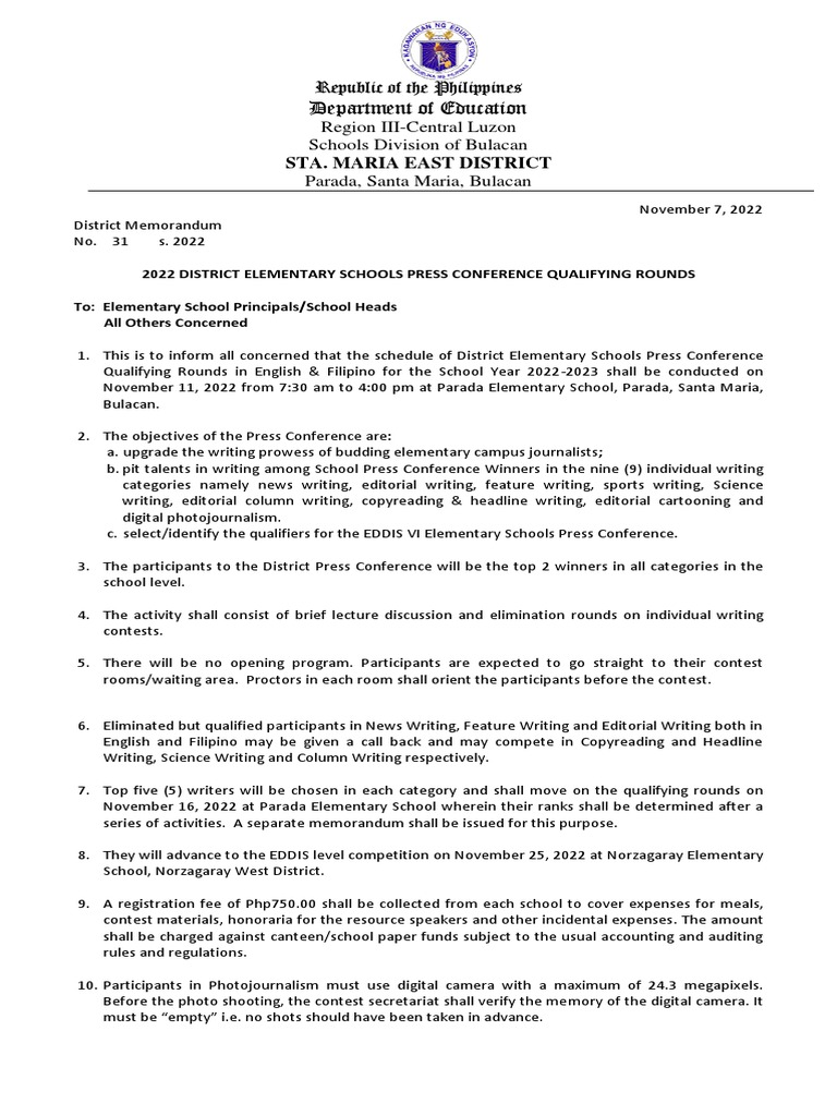 District Memo Presscon 2022 Final | PDF