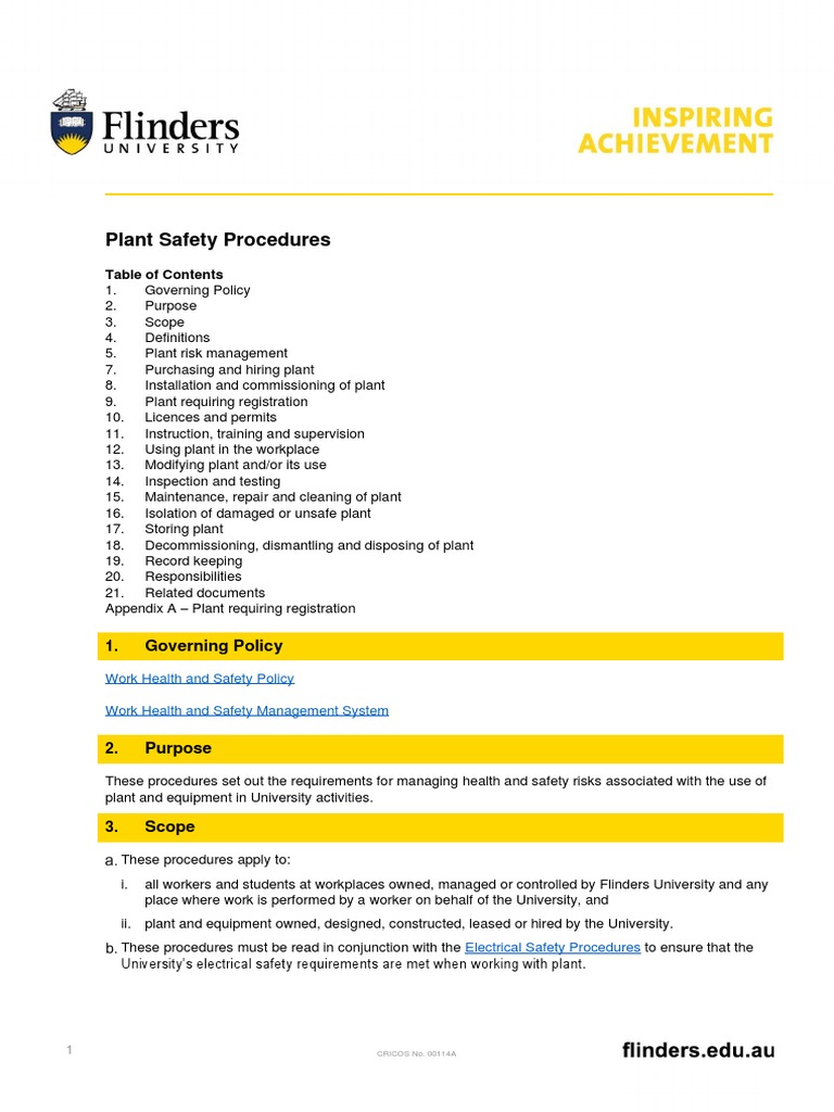Plant Safety Procedures | PDF | Occupational Safety And Health | Safety
