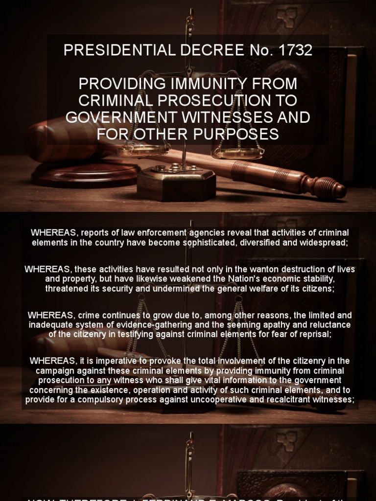 PRESIDENTIAL DECREE No 1732 | PDF | Witness | Prosecutor
