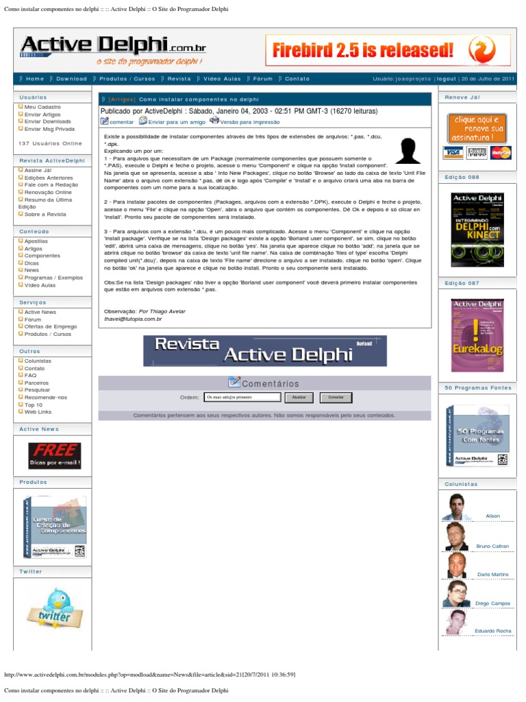 Como Instalar Componentes No Delphi - Active Delphi - O Site Do Program ...