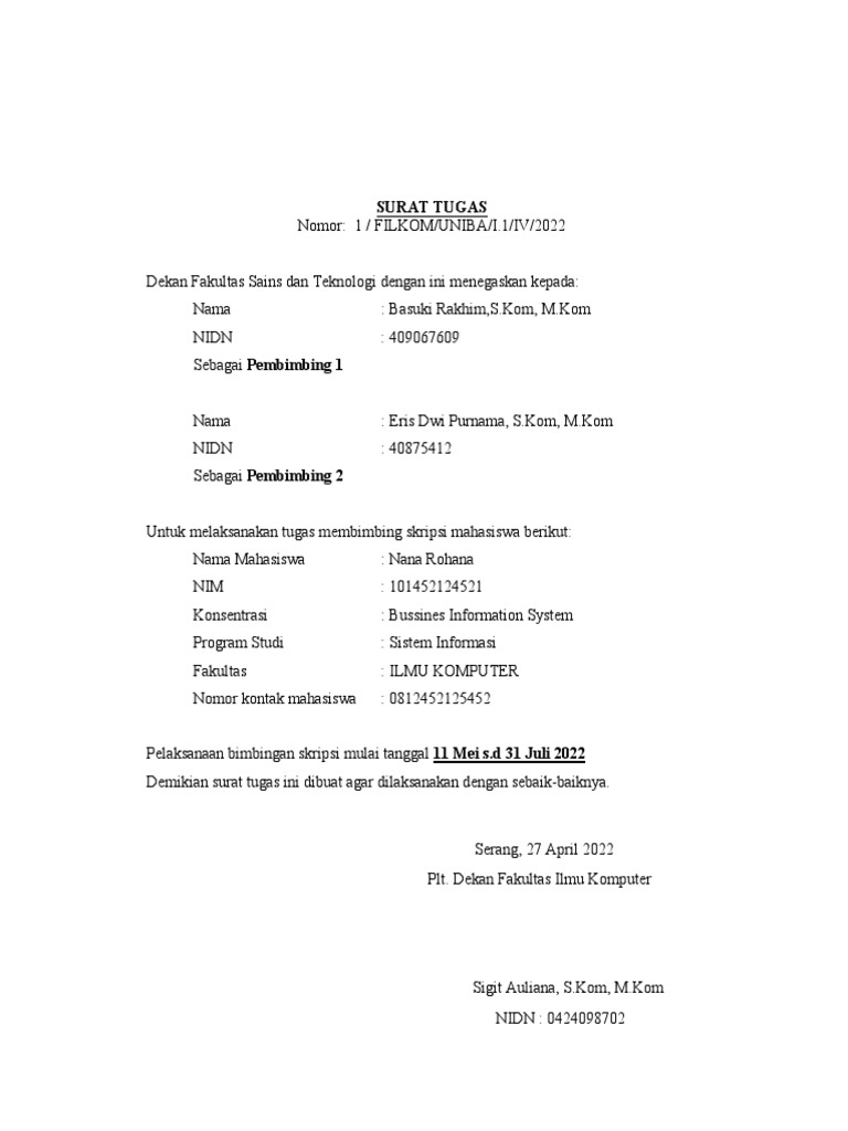 Surat Tugas | PDF | Teknologi & Rekayasa