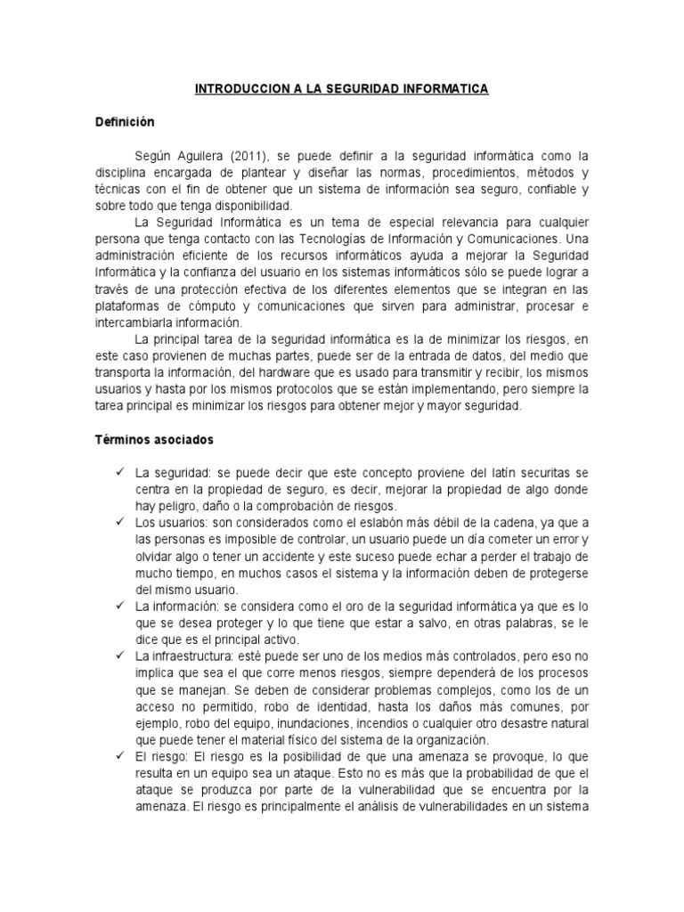 Introduccion A La Seguridad Informatica | PDF | La seguridad informática | Seguridad