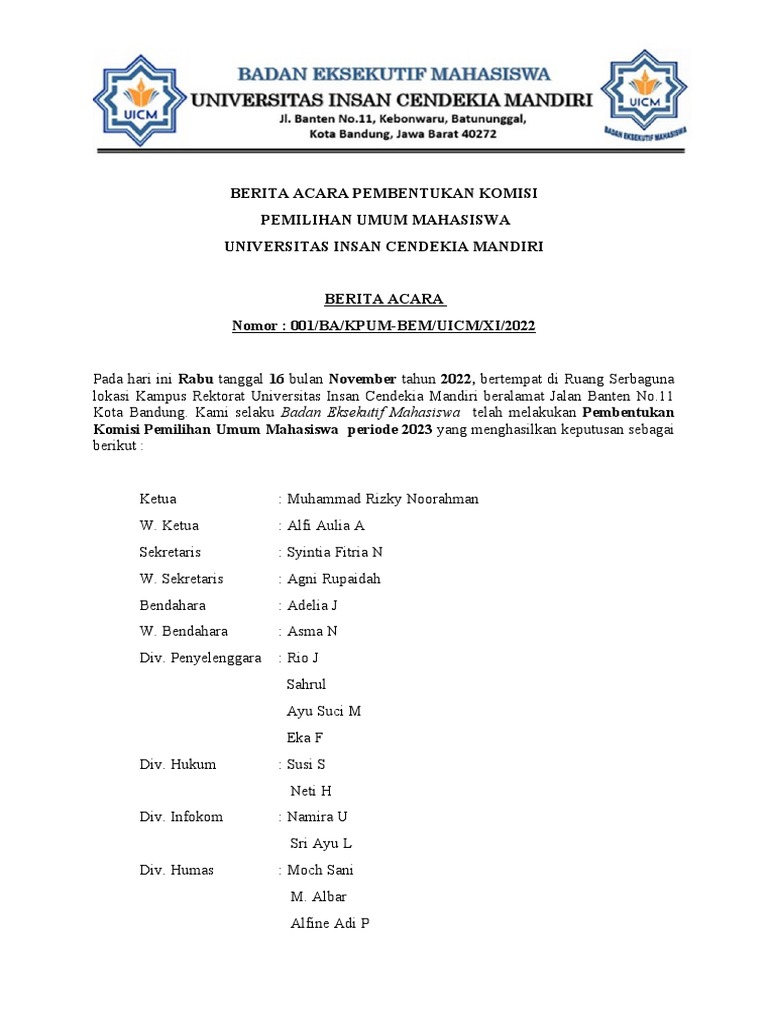 Berita Acara Kpum 2023 | PDF