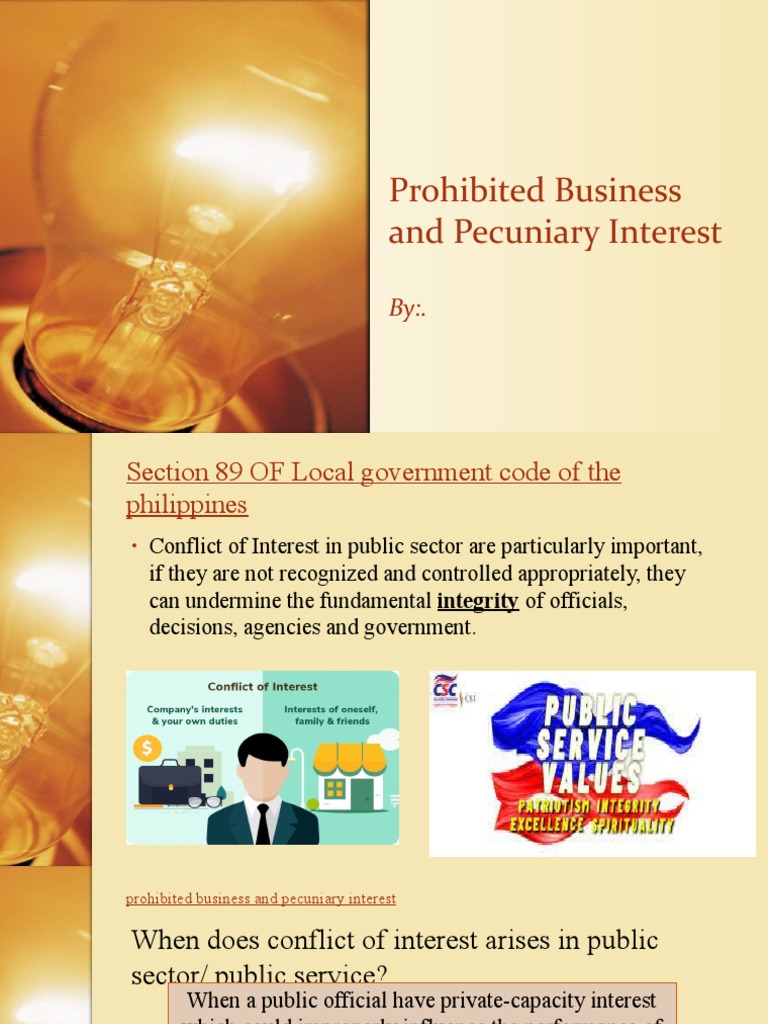 Prohibited Business and Pecuniary Interest | PDF | Conflict Of Interest | Employment