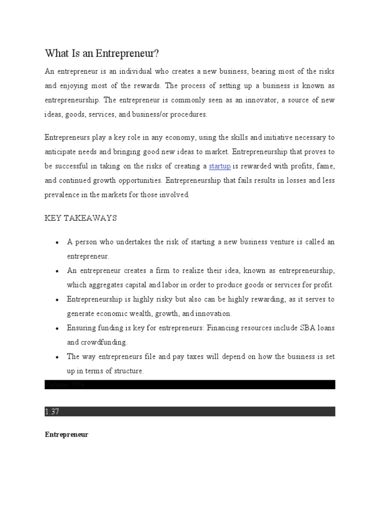 What Is An Entrepreneur | PDF | Entrepreneurship | Venture Capital