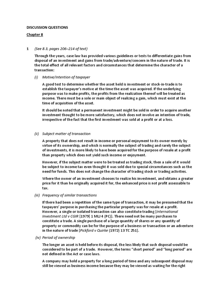 Badges of Trade | PDF | Investing | Income