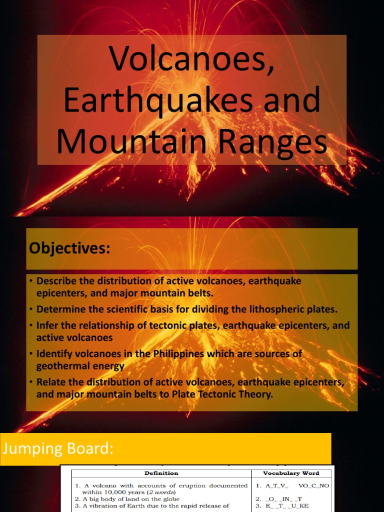Volcanoes Earthquakes and Mountain Ranges | PDF | Volcano | Plate Tectonics