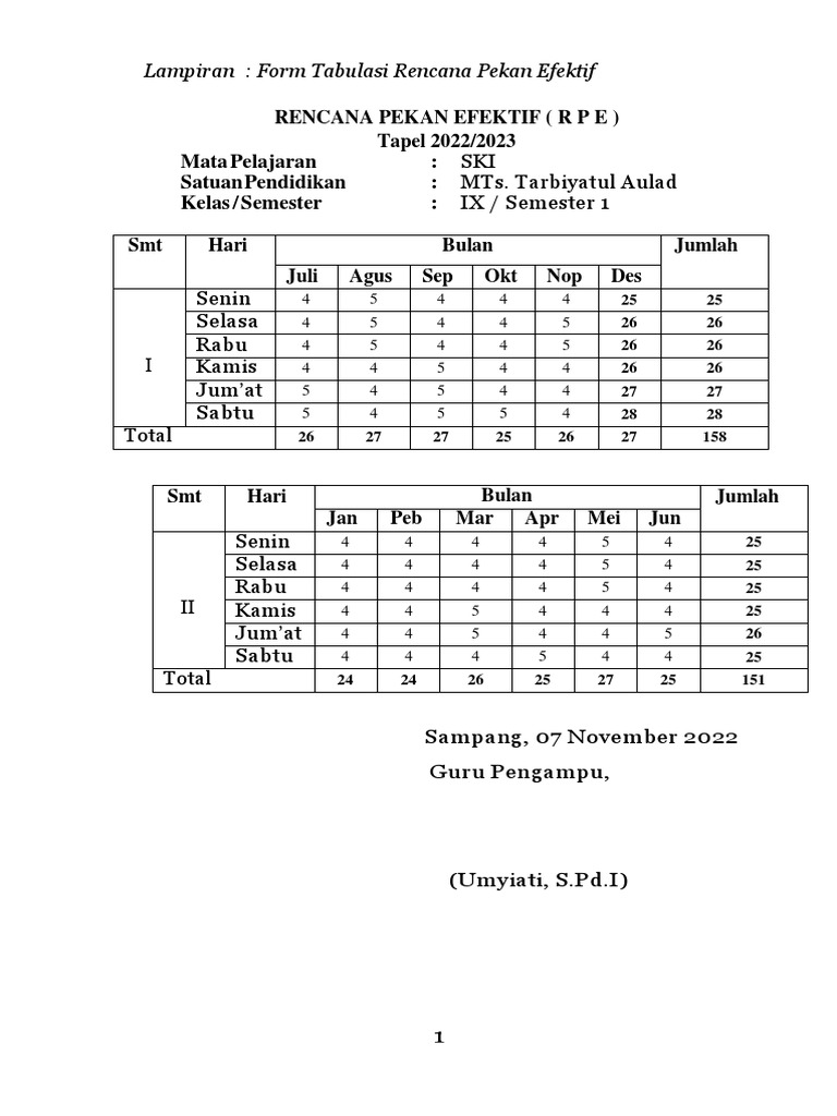 Template Rpe Prota Promes | PDF