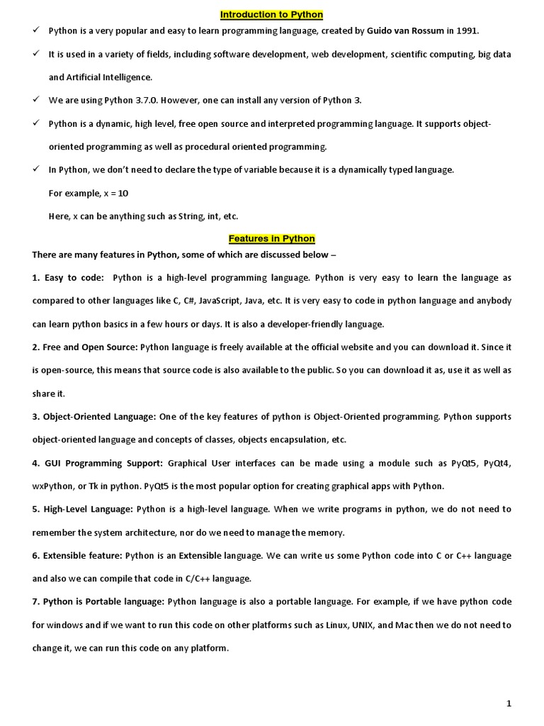 Class 11 IP Ch-2, 3, 4 Python Programming Basics Notes | PDF | Variable ...