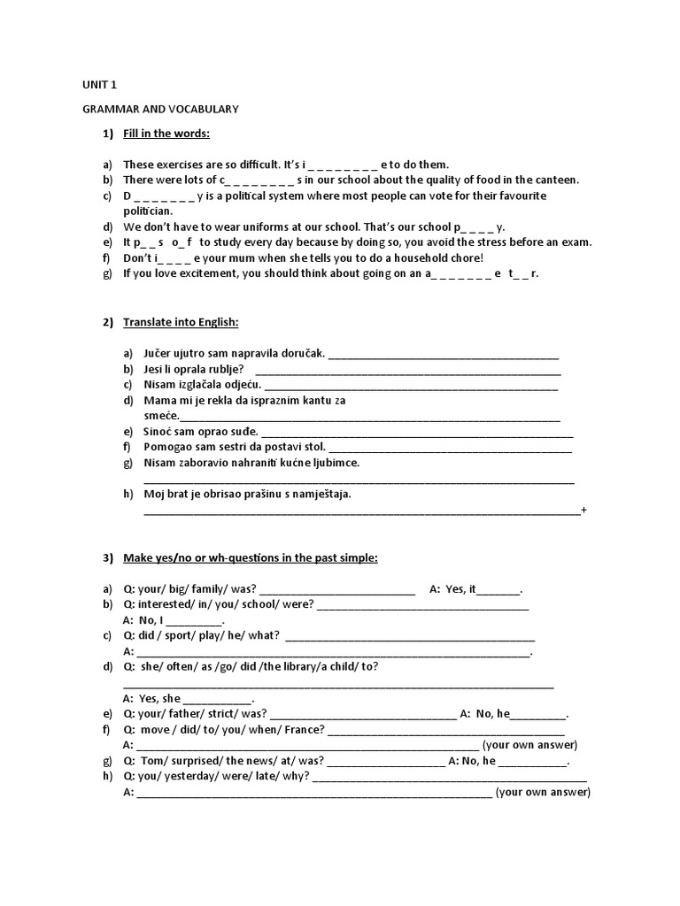 Hello World 7 Unit 1 Exercises | PDF